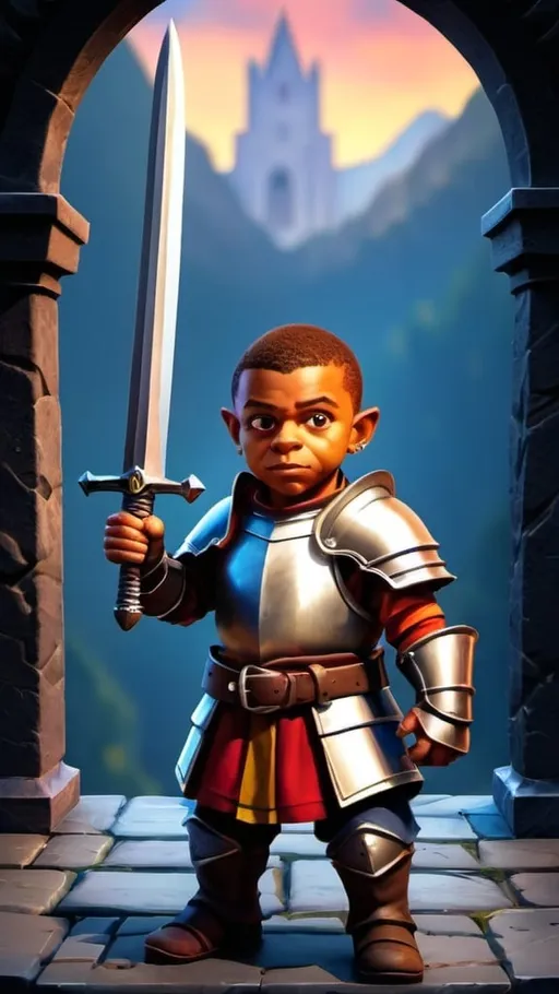 Abnab is a male redguard swordsman with dark skin wh...