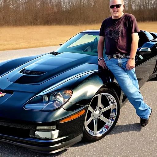 Biden driving the world's smallest yellow corvette w...