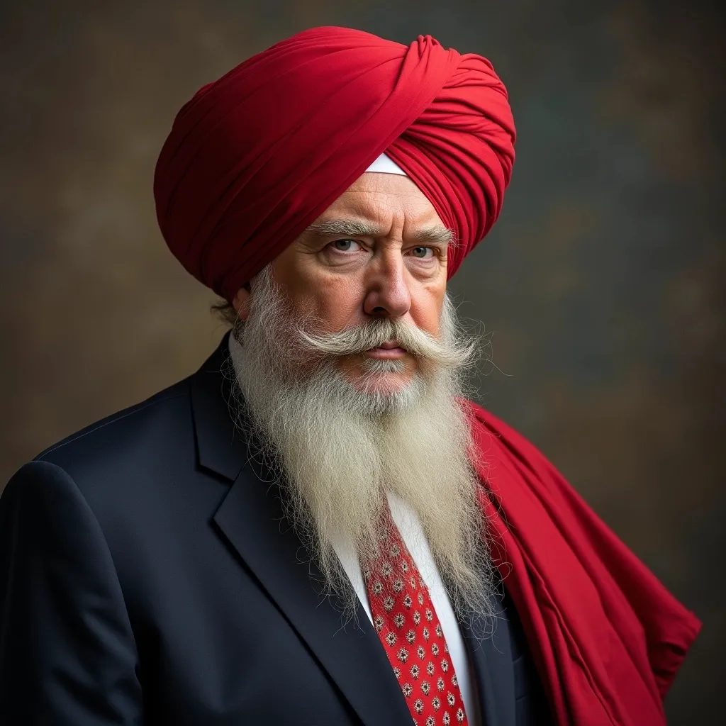 Create image of president trump in afghan turban and...