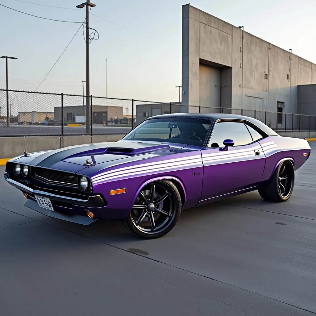 a photorealistic picture of a 1969 Dodge Challenger,...