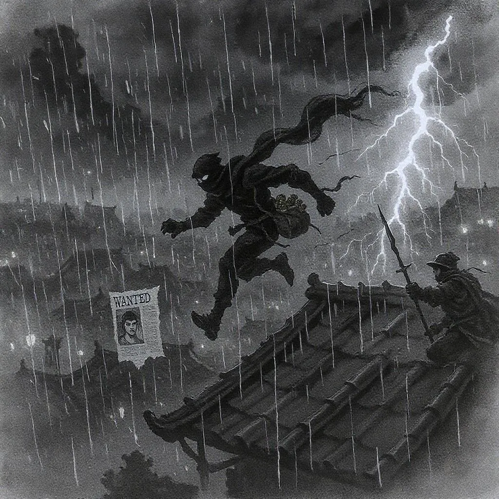 The Thief on the Rooftops Atmosphere: A stormy night...