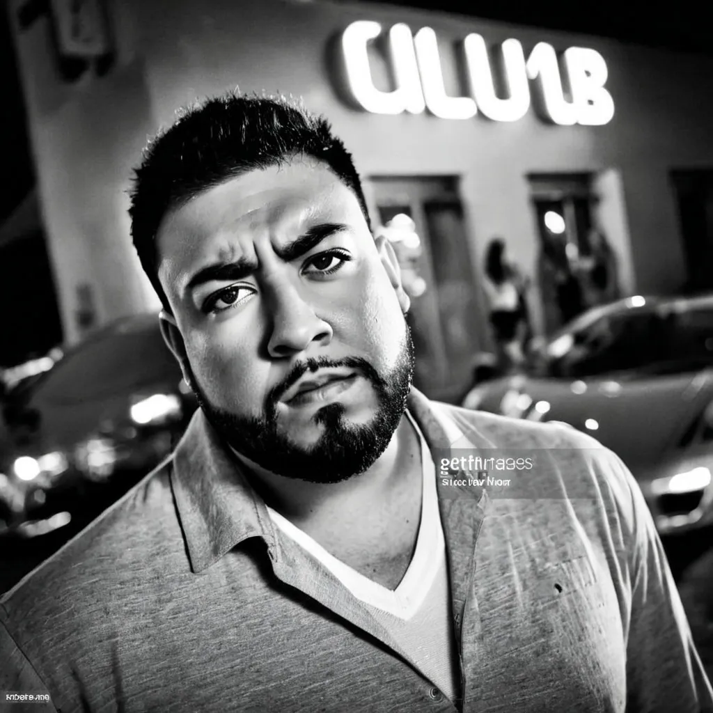 Man standing outside Miami club with nice car and women