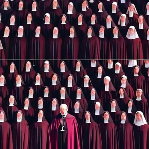 Two rows parallel of tall soldier popes, leaded by a... | OpenArt