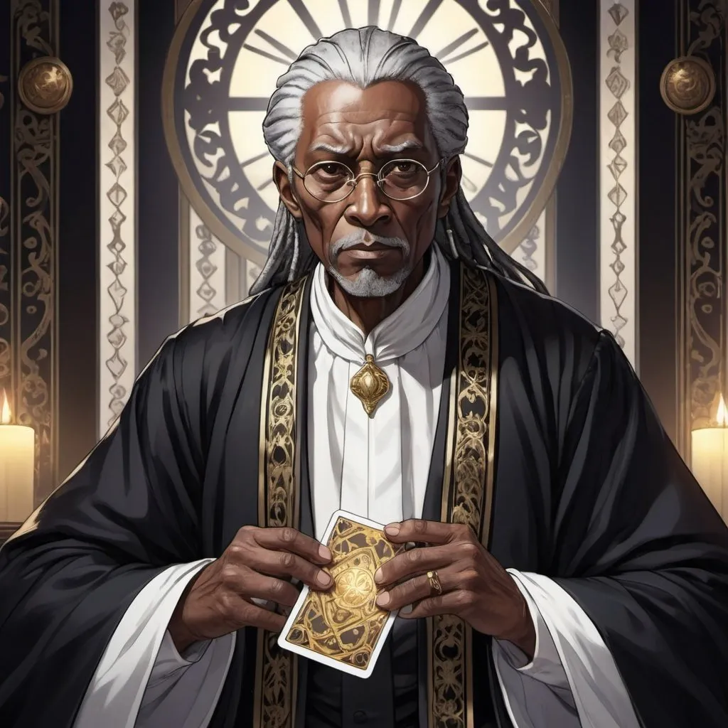 tarot card Anime illustration, An old black judge, b...