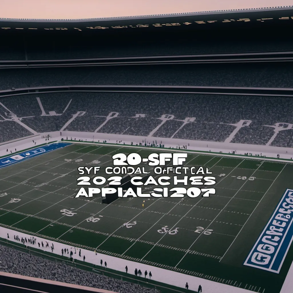 a football field with a stadium light and the words,...