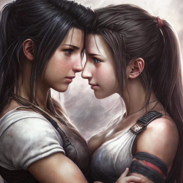 Tifa and Aerith, Final Fantasy VII Remake, lesbian k...