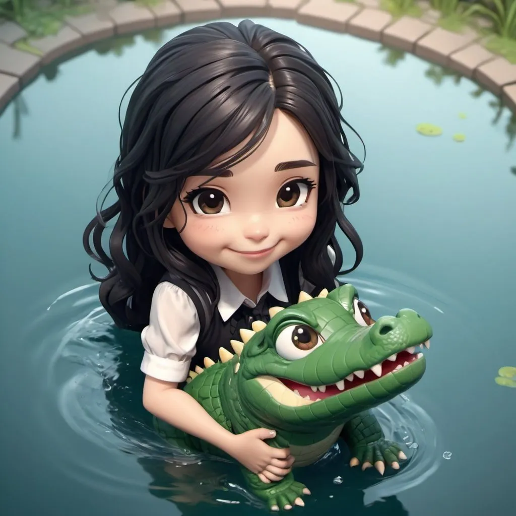 shot from above; 3d rendered very cute smile chibi y...