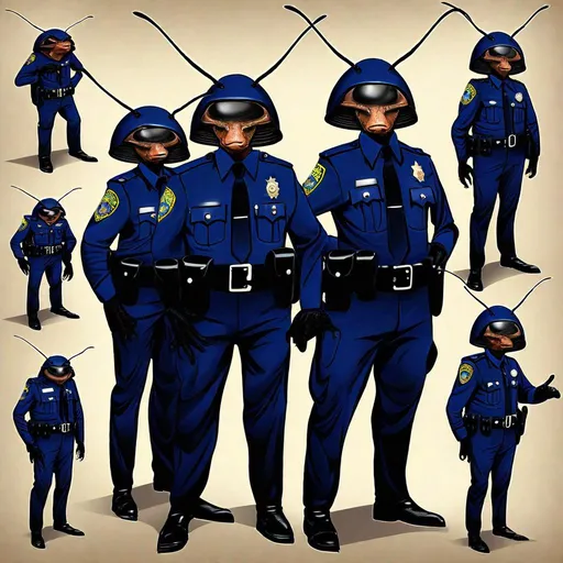 Zombfiede humanoid pig-police in full uniforms. | OpenArt