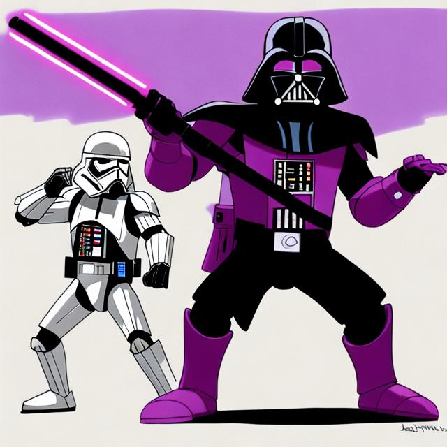 “A cartoon of Darth Vader drawn in the animation sty...