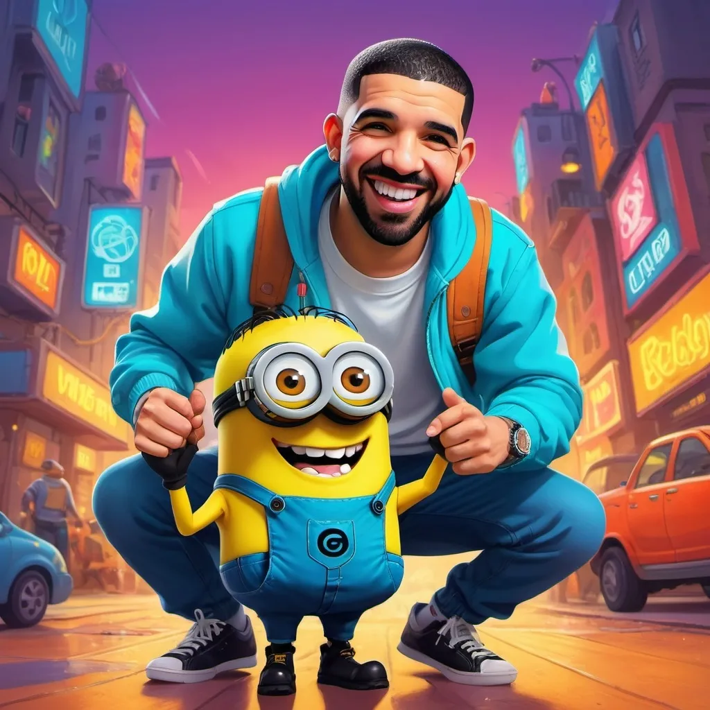 Drake and a minion ( from despicable me)