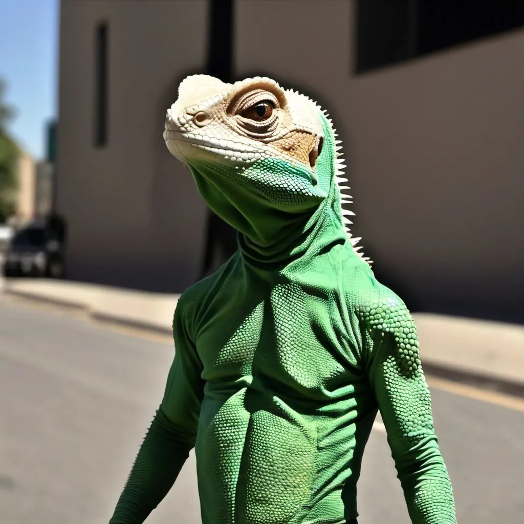make a photo of a lizard person