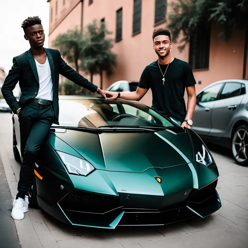 A young man with a lambo