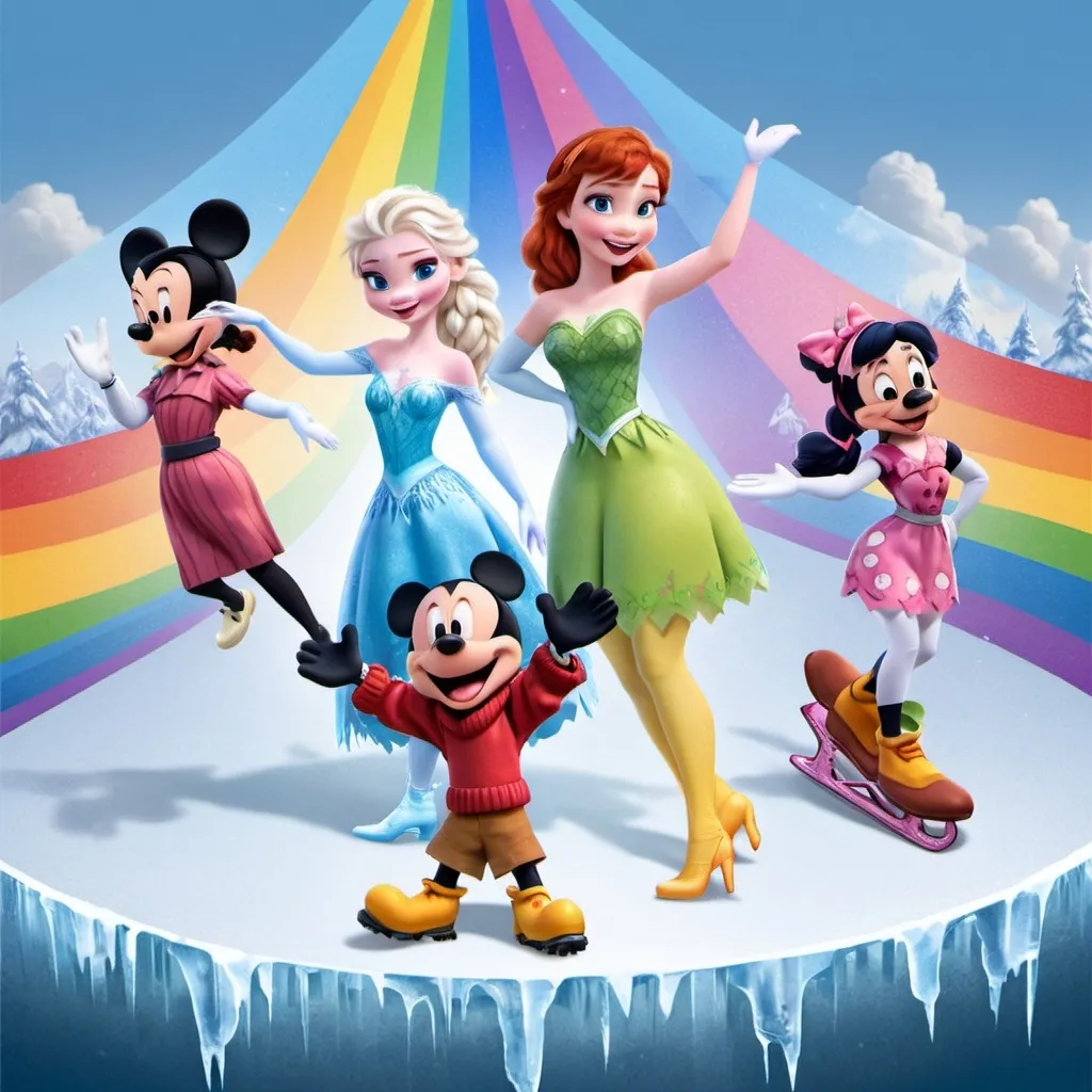 Disney-style illustration of "Draw an ice skating sh...