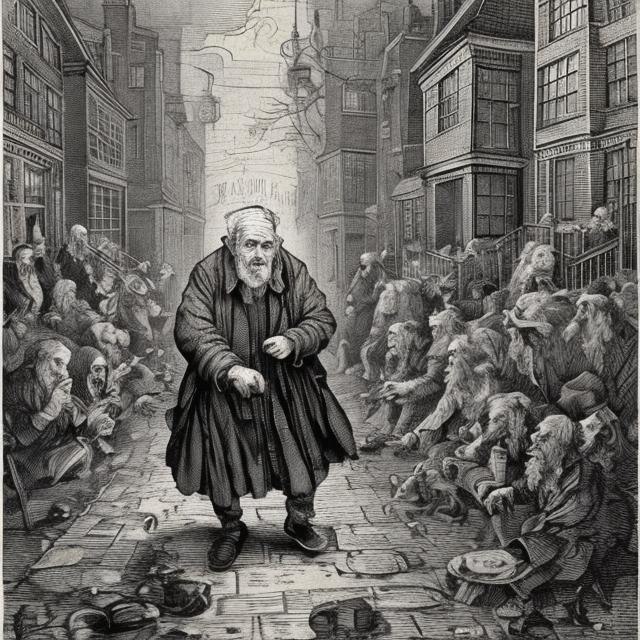 Hogarth style engraving of an old man on lsd in the...