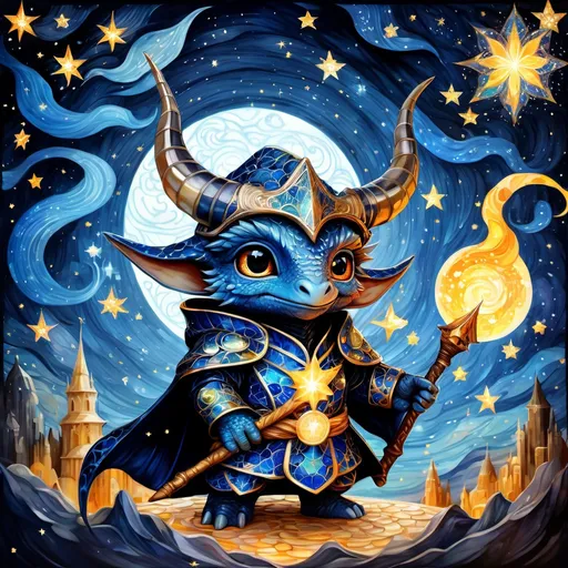 an adorable chibi dragonborn wizard, dark starry nig... | OpenArt