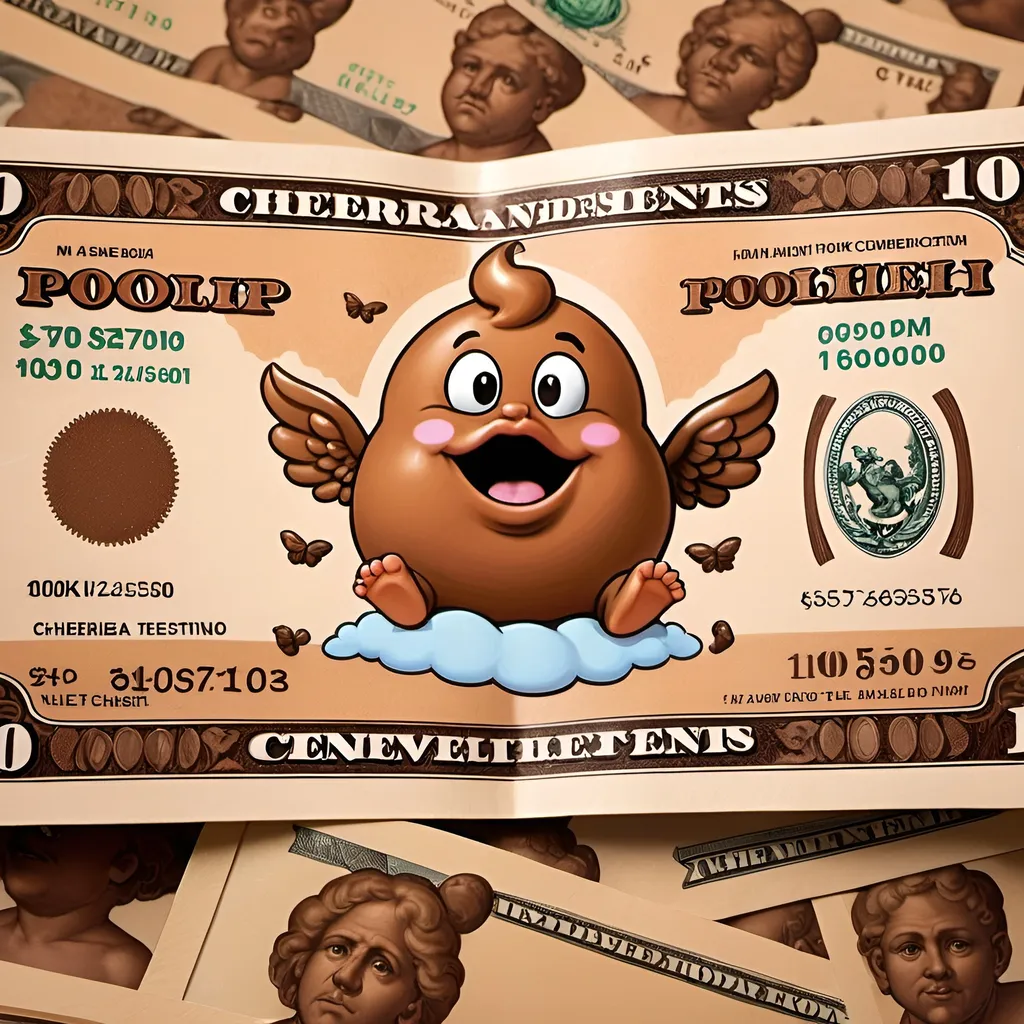 A photo of a brown 100$ banknote, poop themed bankno...