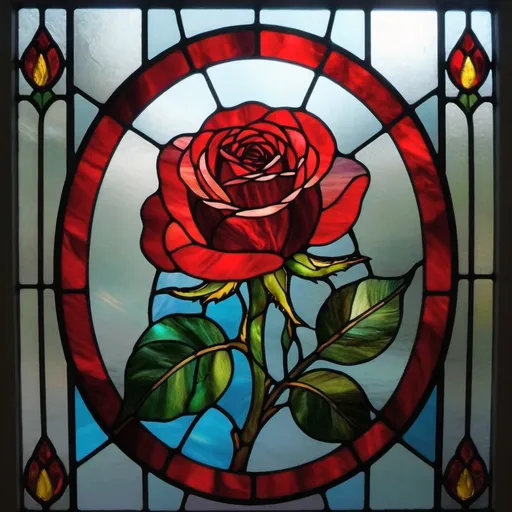 stained glass of a red rose | OpenArt