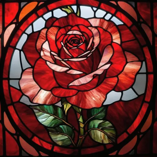 stained glass of a red rose | OpenArt