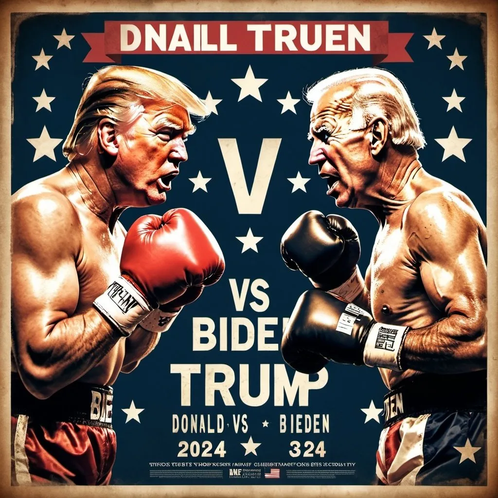 Boxing poster of Donald Trump vs Joe Biden, 2024 ele...