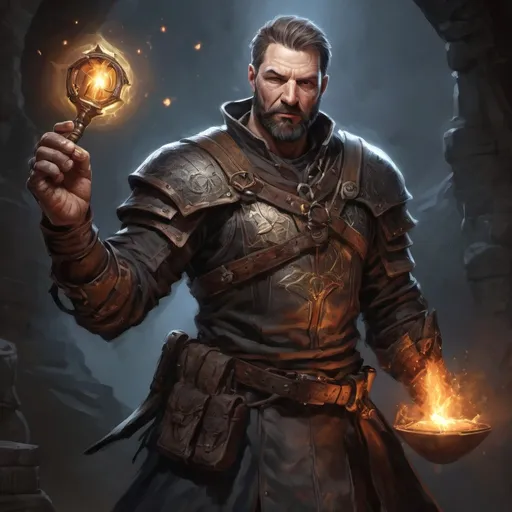 (head and torso) Male stocky large mature alchemist...