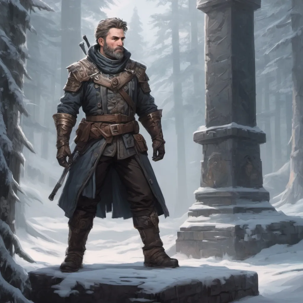 Male stocky mature noble marksman, with short hair a...