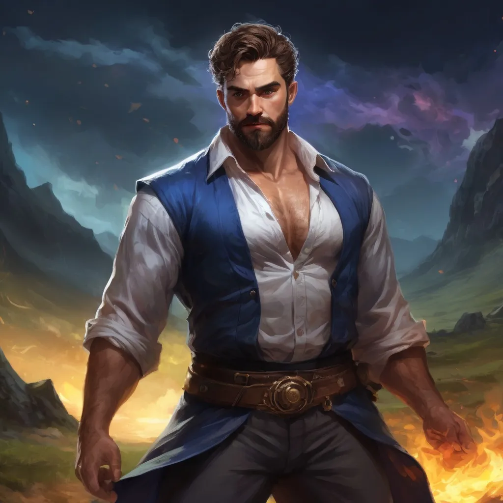 male stocky heavy-set royal transmuter with short-cu...