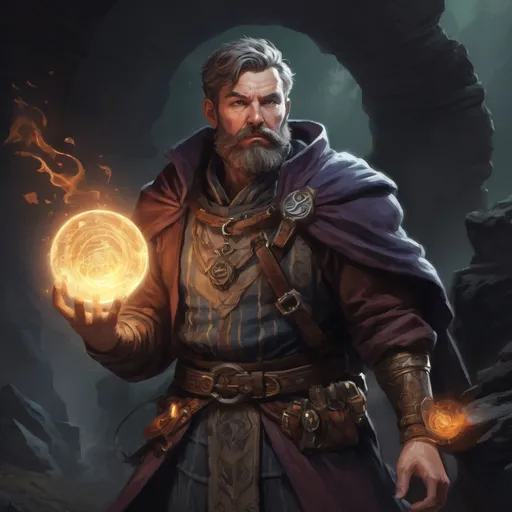 Male stocky mature muscular druid with short-cut hai...