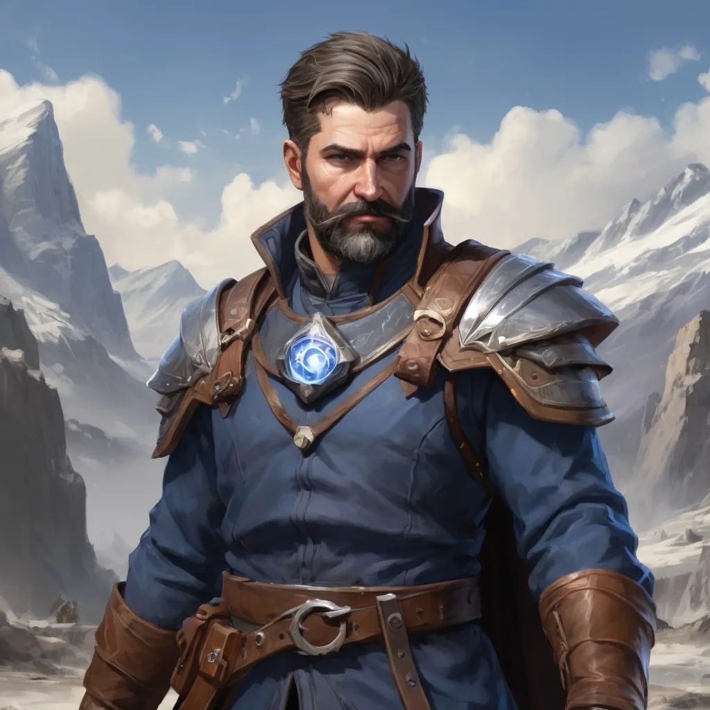 Male stocky heavy-set mature arcane-alchemist with s...