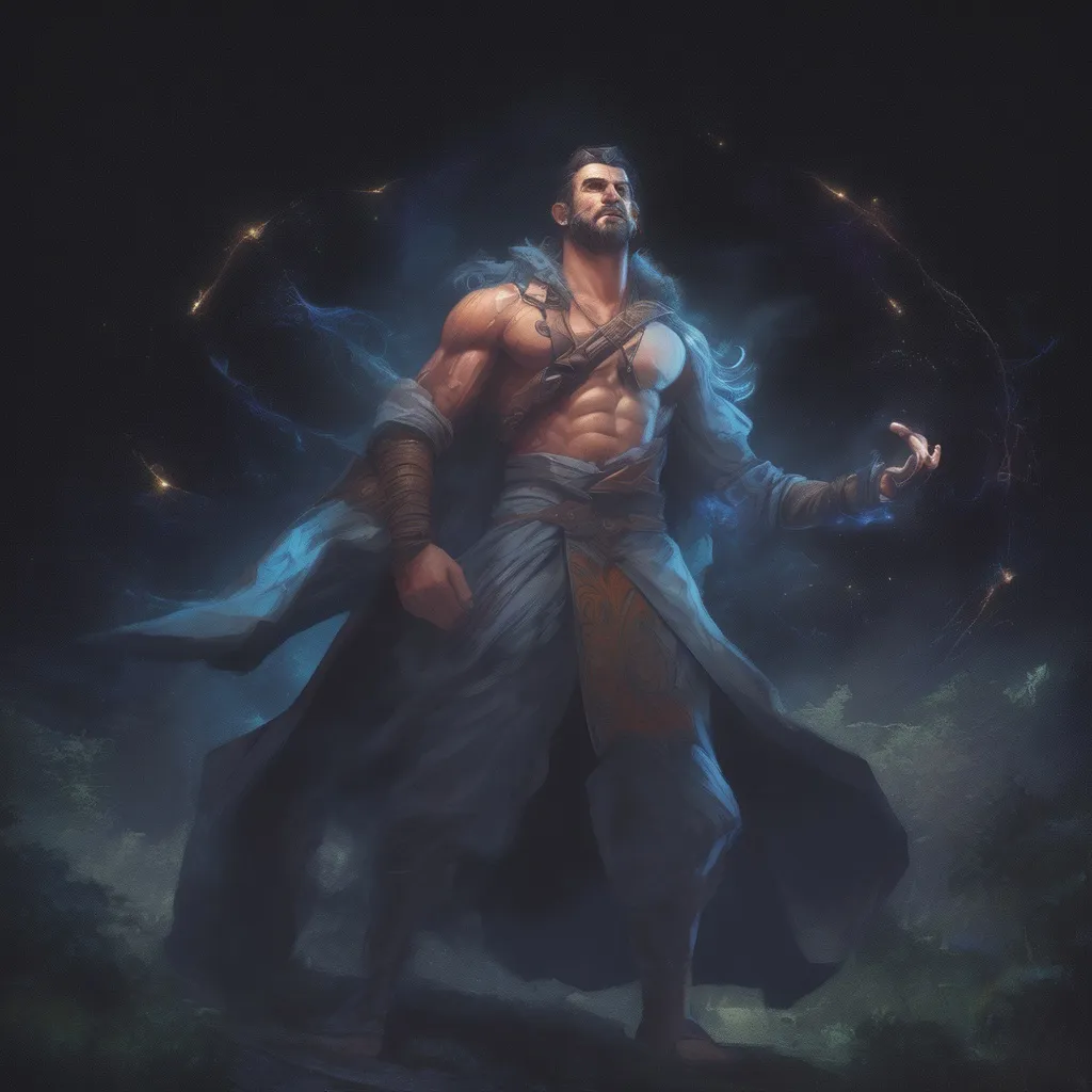 (Full body) male muscular summoner with short hair a...