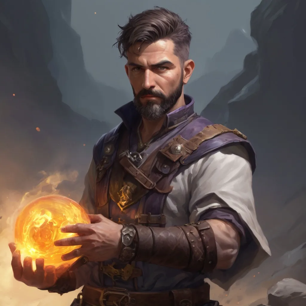Male stocky heavy-set mature arcane-alchemist with s...