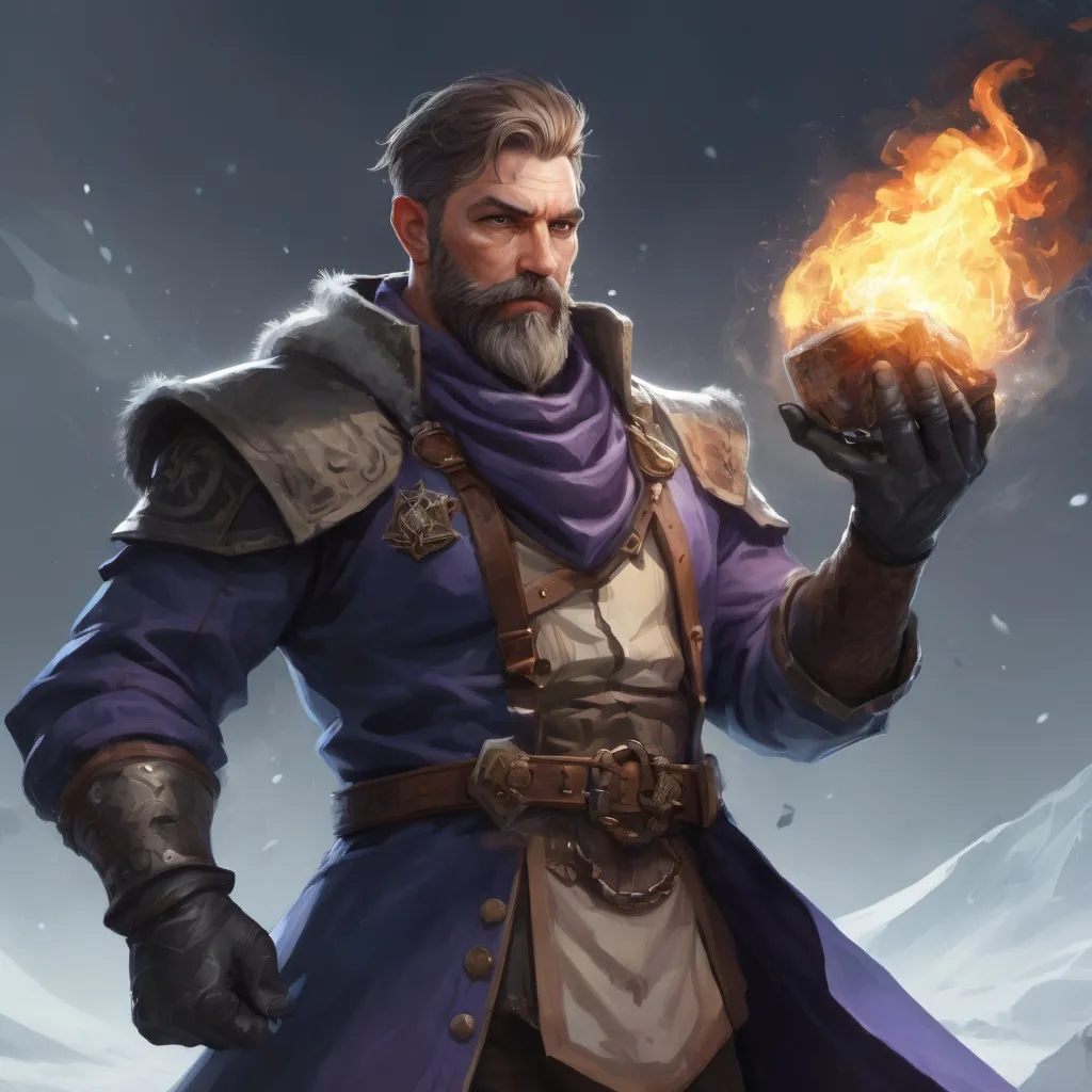Male stocky heavy-set mature arcane-alchemist with s...