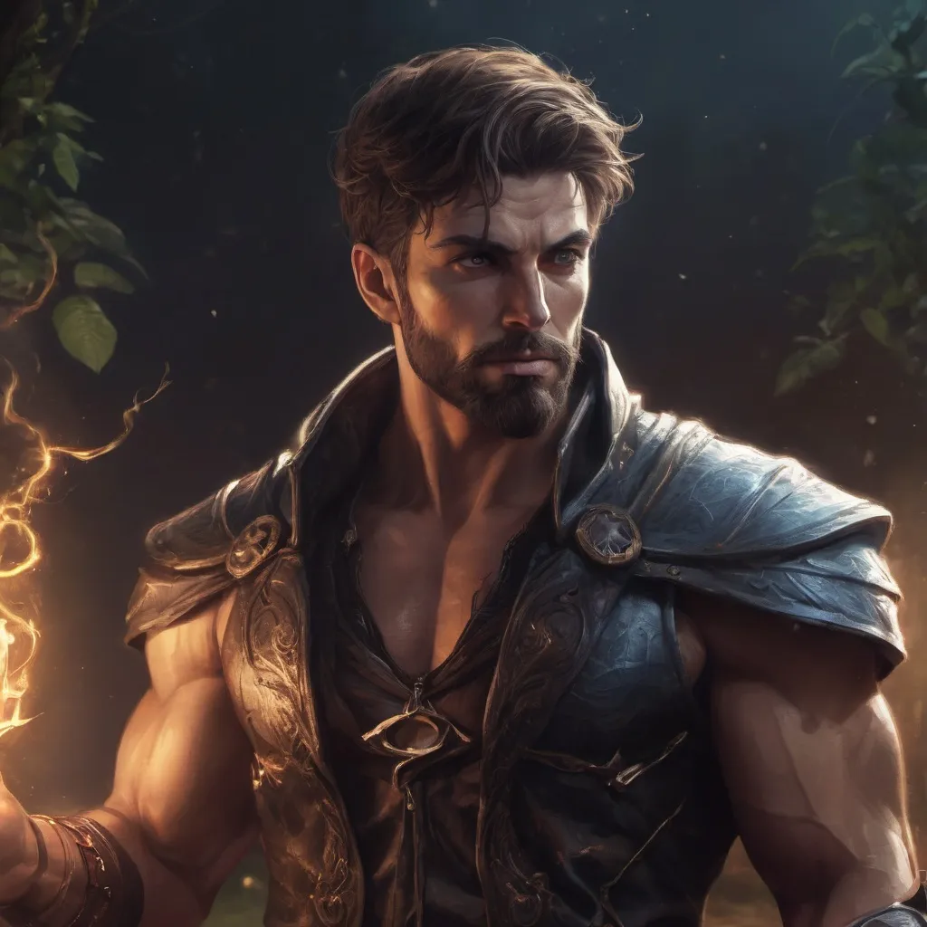 A male muscular manly Oracle with short hair and bea...