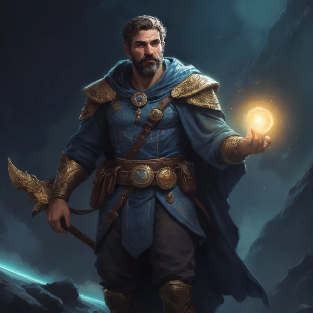 Male stocky large mature greek oracle with short-cut...