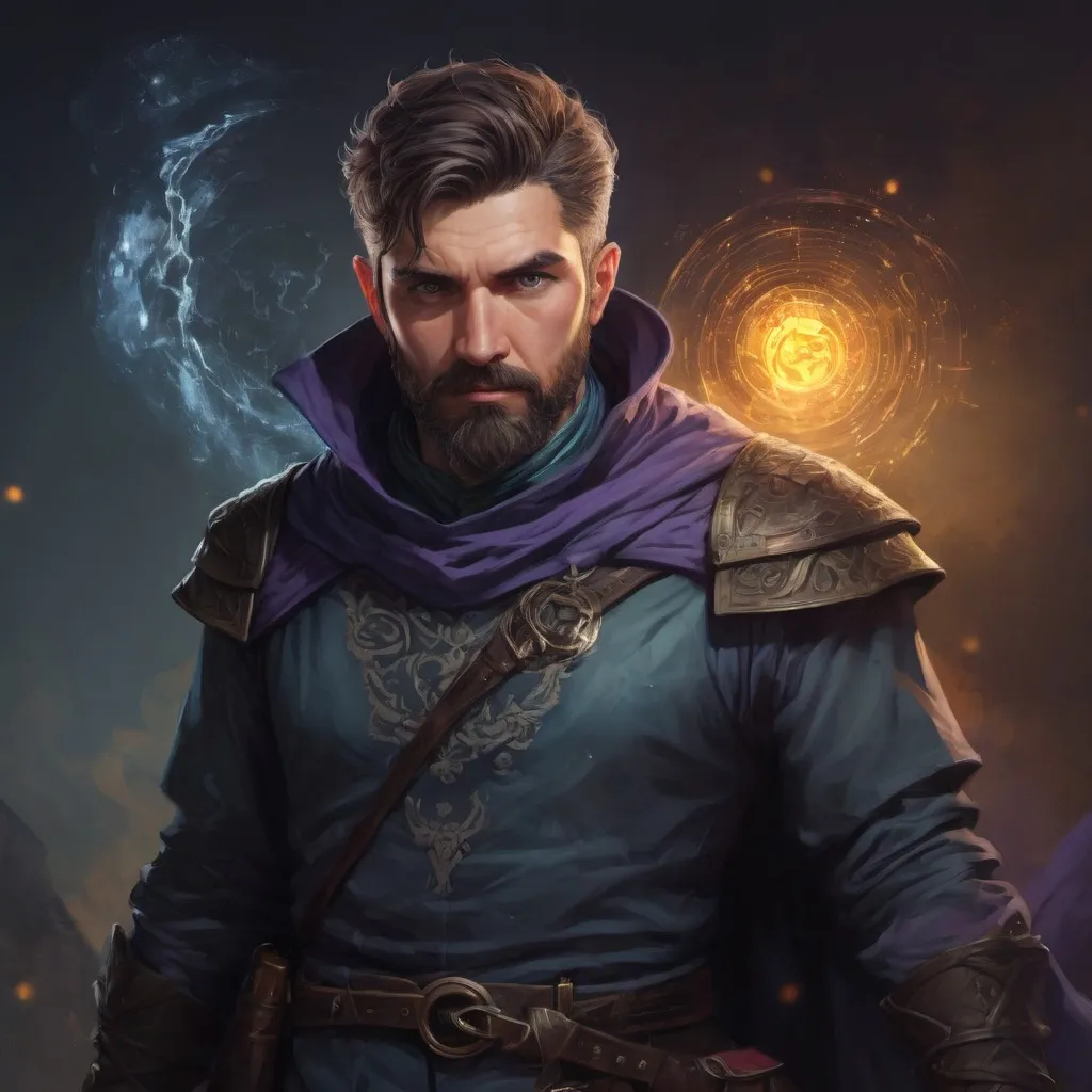 Male stocky large mature handsome spellcaster with s...