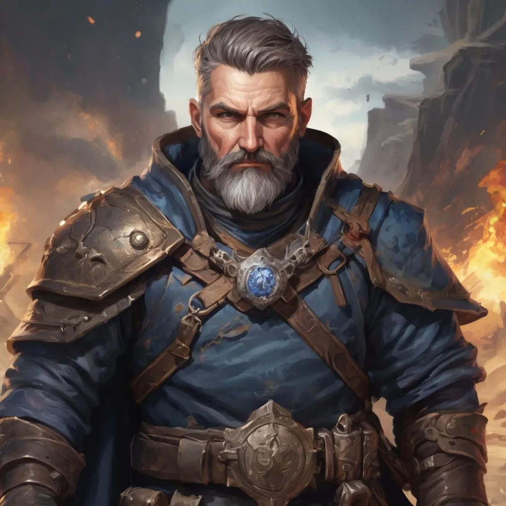 Male stocky heavy-set mature arcane-alchemist with s...