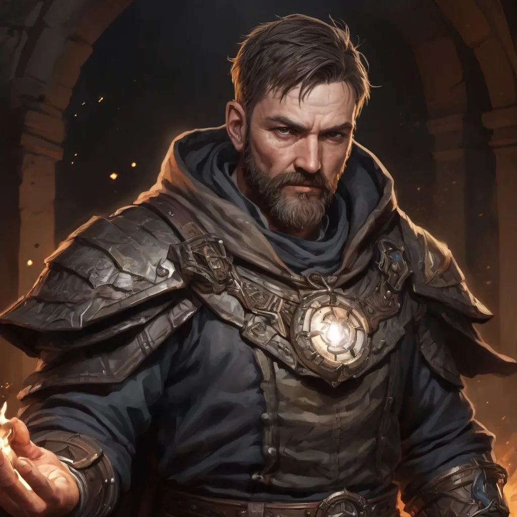 (head and torso) Male stocky large mature alchemist...