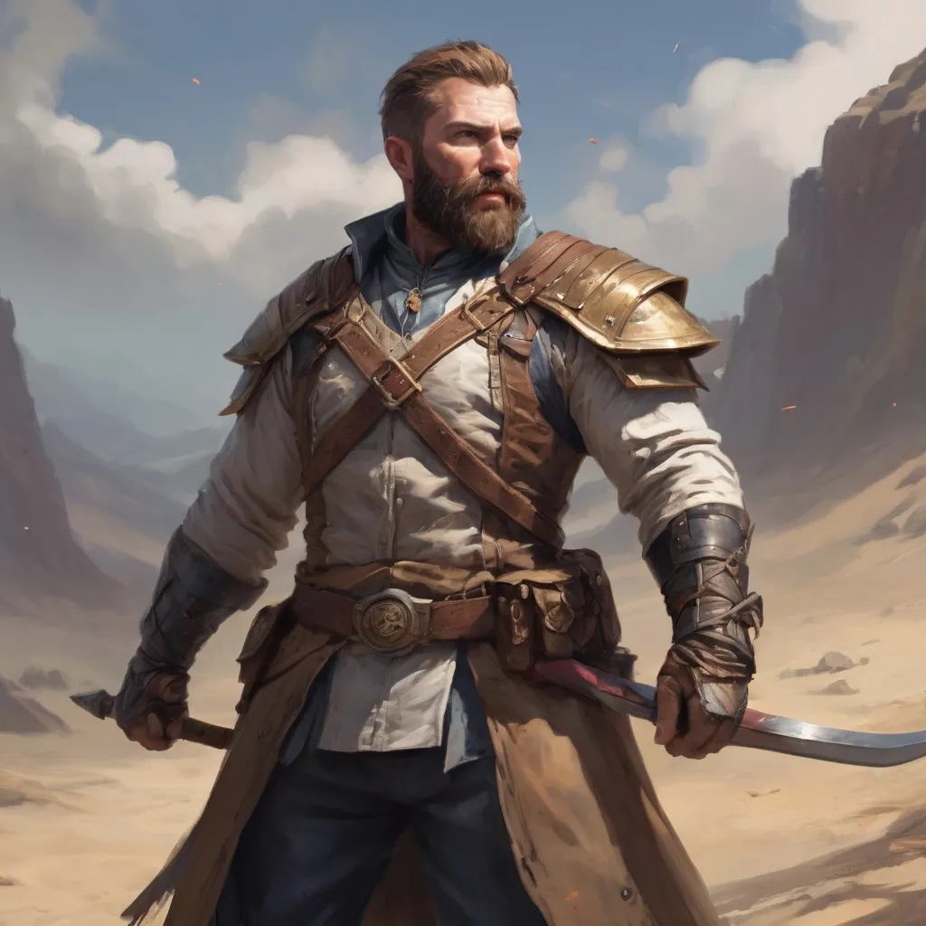 Male heavy-set mature fit bard with short-cut hair a...