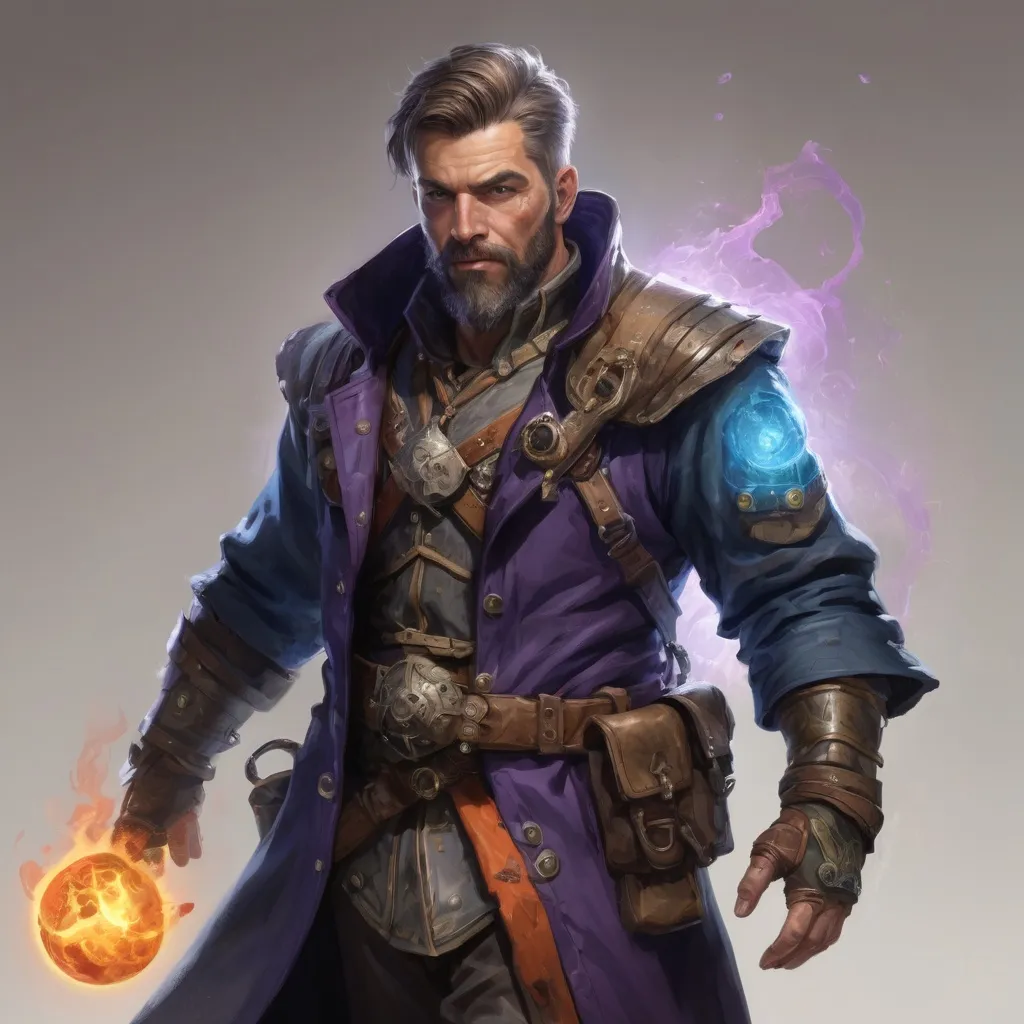 Male stocky heavy-set mature arcane-alchemist with s...