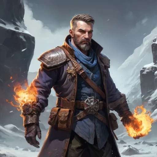 Male stocky heavy-set mature arcane-alchemist with s...