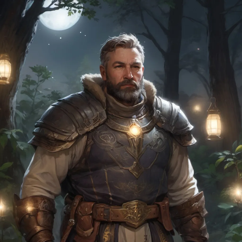 male stocky fat masculine mature paladin with short...