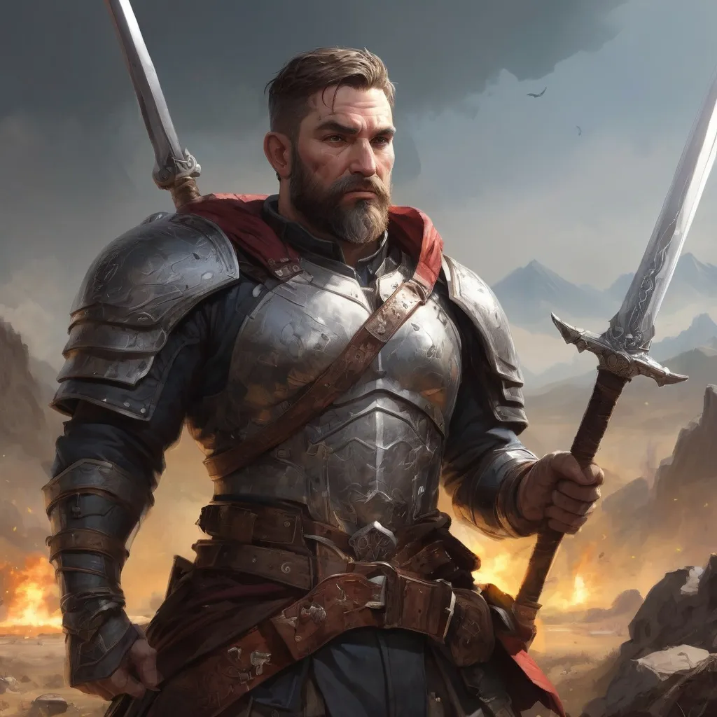 Male stocky heavy-set mature muscular guardian with...