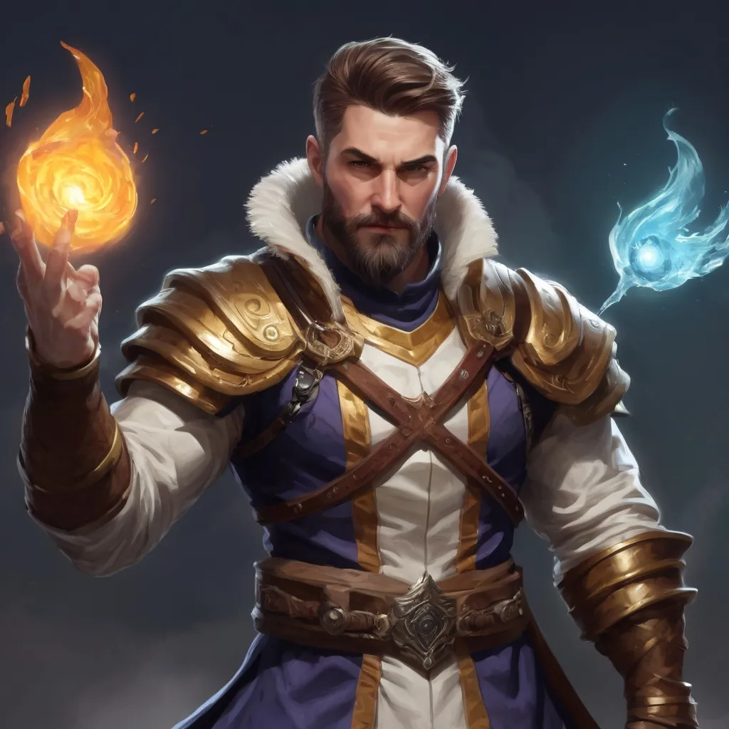 male stocky heavy-set royal summoner with short-cut...