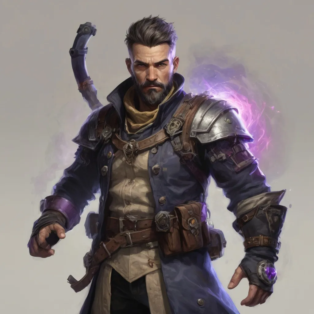 Male stocky heavy-set mature arcane-alchemist with s...