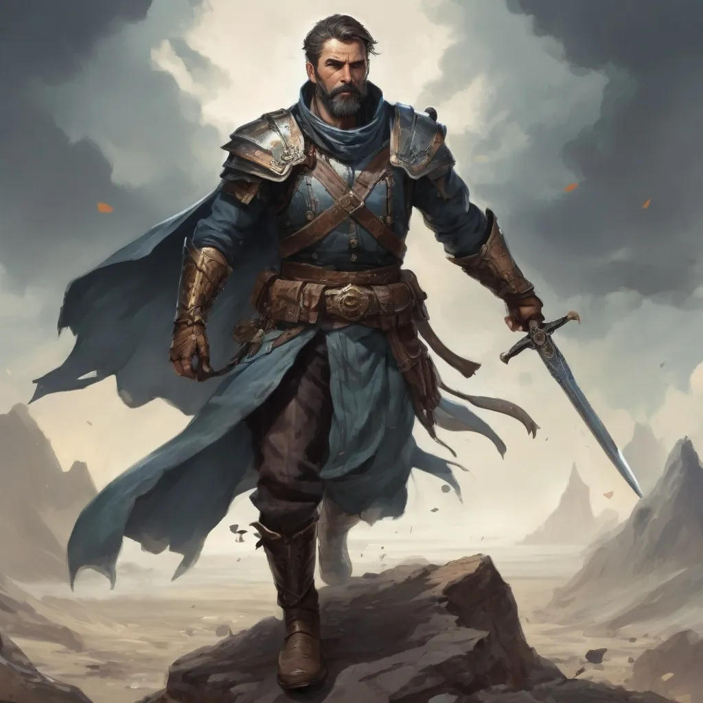 (torso) Male heavy-set mature fit magical halbardier...