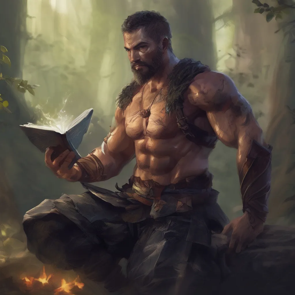 (Full body) male muscular summoner with short hair a...