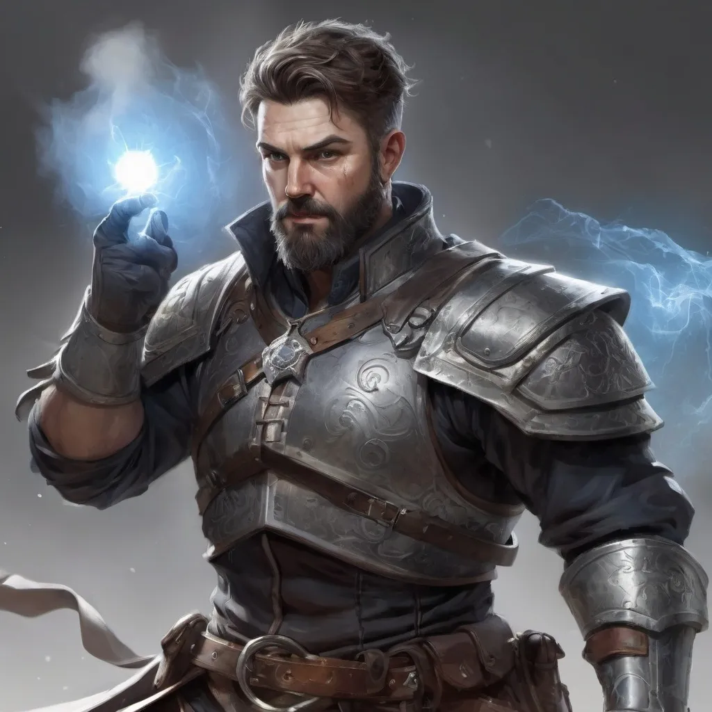 Male stocky heavy-set mature illutionist with short-...