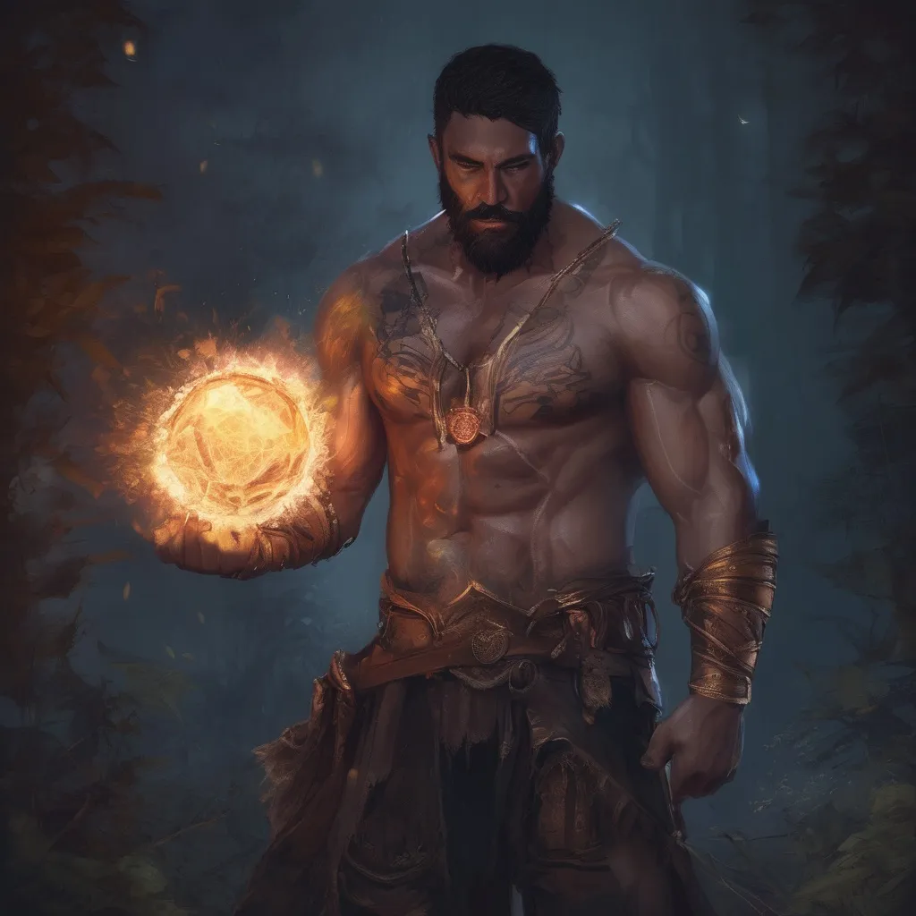 (Full body) a male muscular manly Oracle with short...