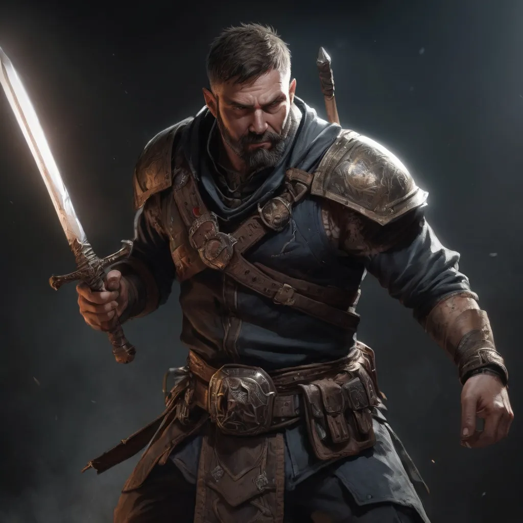 Male stocky large mature fit bandit with short-cut h...