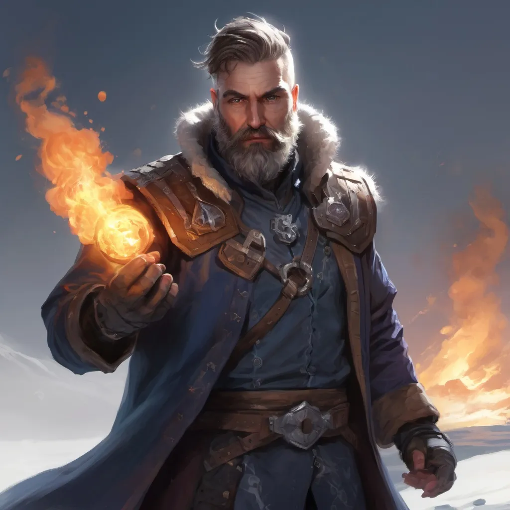 Male stocky heavy-set mature arcane-alchemist with s...