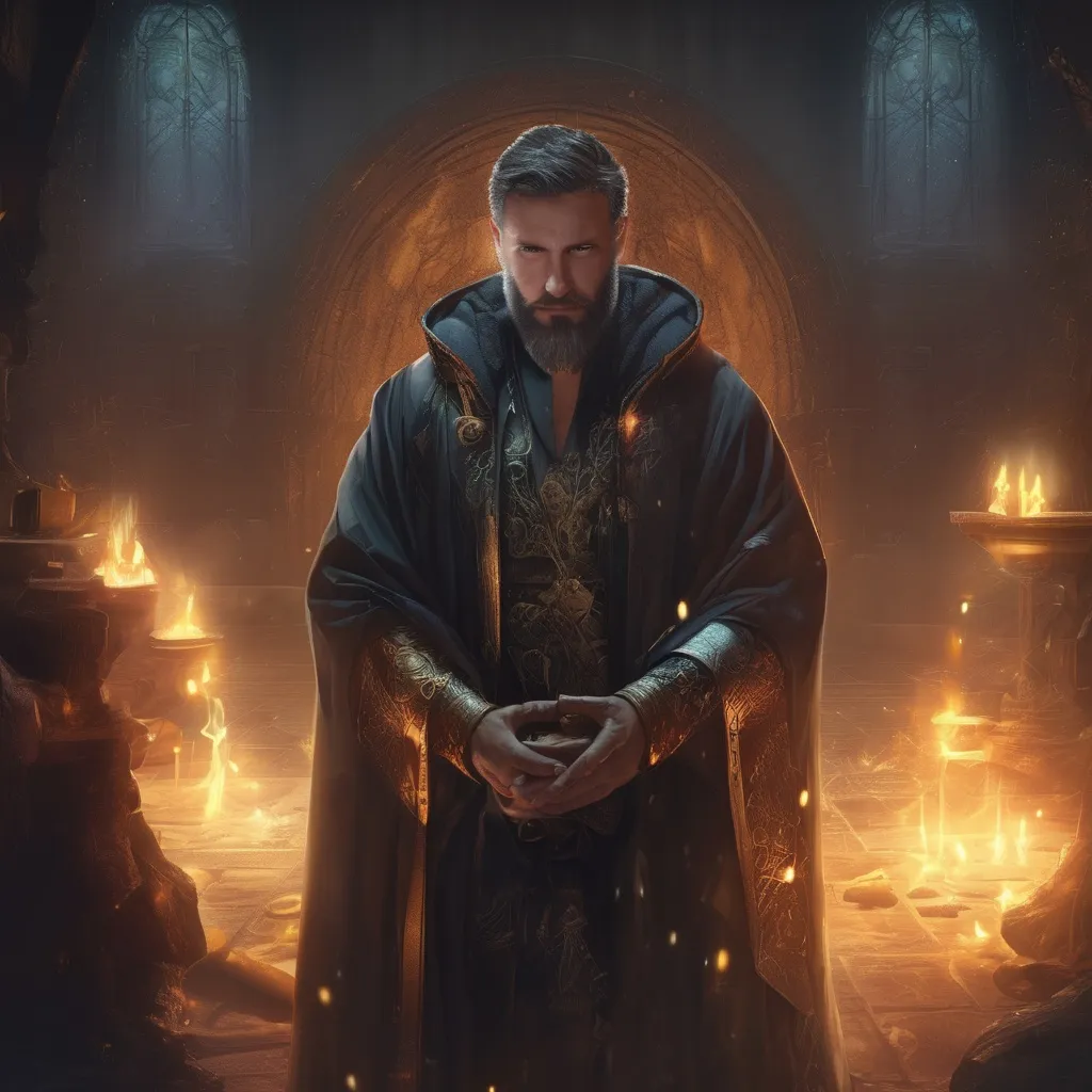 (Full body) male large latvian sorcerer with short-c...